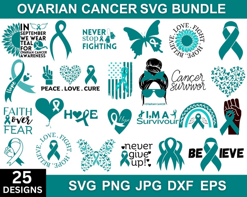 Ovarian Cancer Svg Bundle, Cancer Ribbon Svg, Ovarian Cancer Png ...