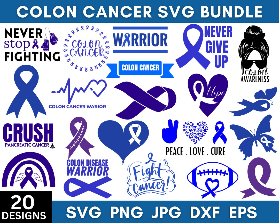 Colon Cancer Svg Bundle, Cancer Awareness Svg, Colon Cancer Png, Colon ...