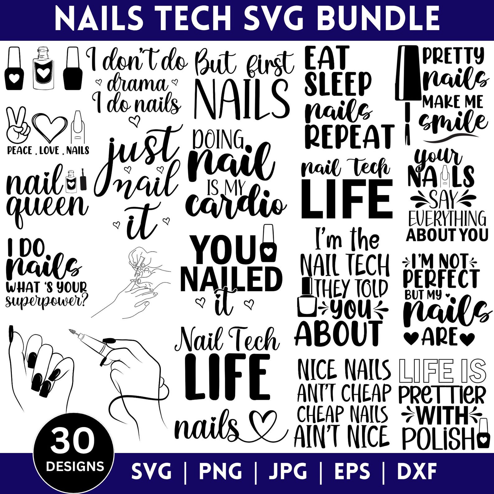 Nail Tech SVG Bundle, Nail Artist SVG, Nail Polish Png, Girl Hand Svg ...