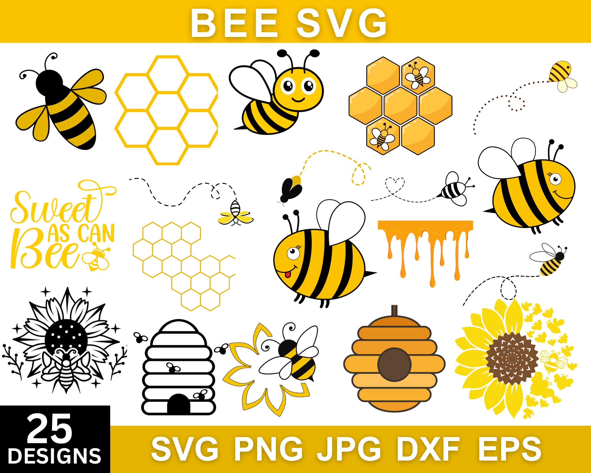 Bee Svg Bundle, Bee Png Bundle, Bee Cut Files, Honeycomb Svg, Bee ...