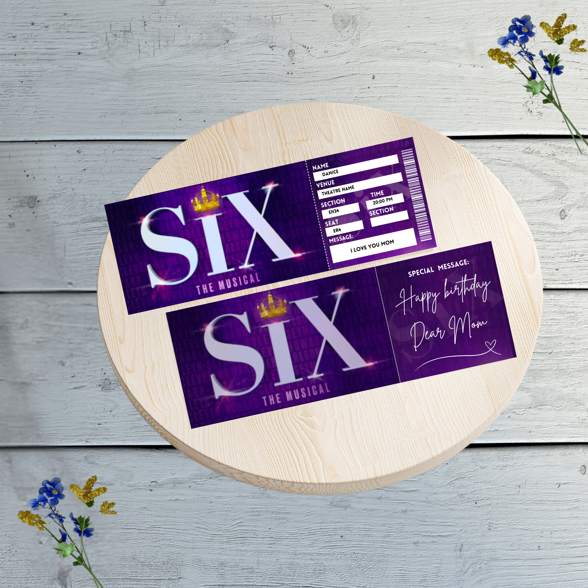 Digital Six Broadway Surprise Ticket, Theatre Ticket, Six Musical ...