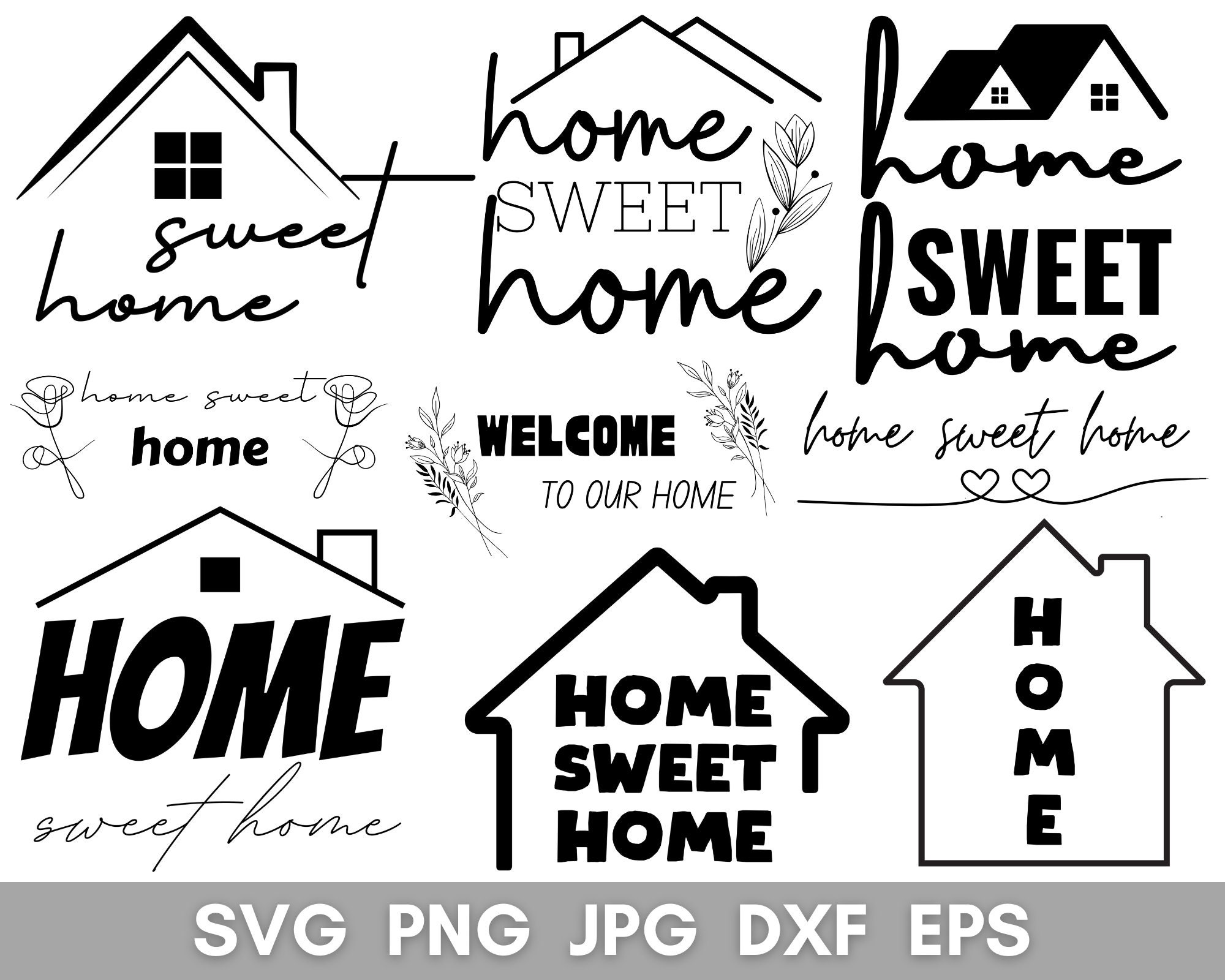 Home Sweet Home Svg Bundle, Sweet Home Clipart, House Svg, Home Quote ...