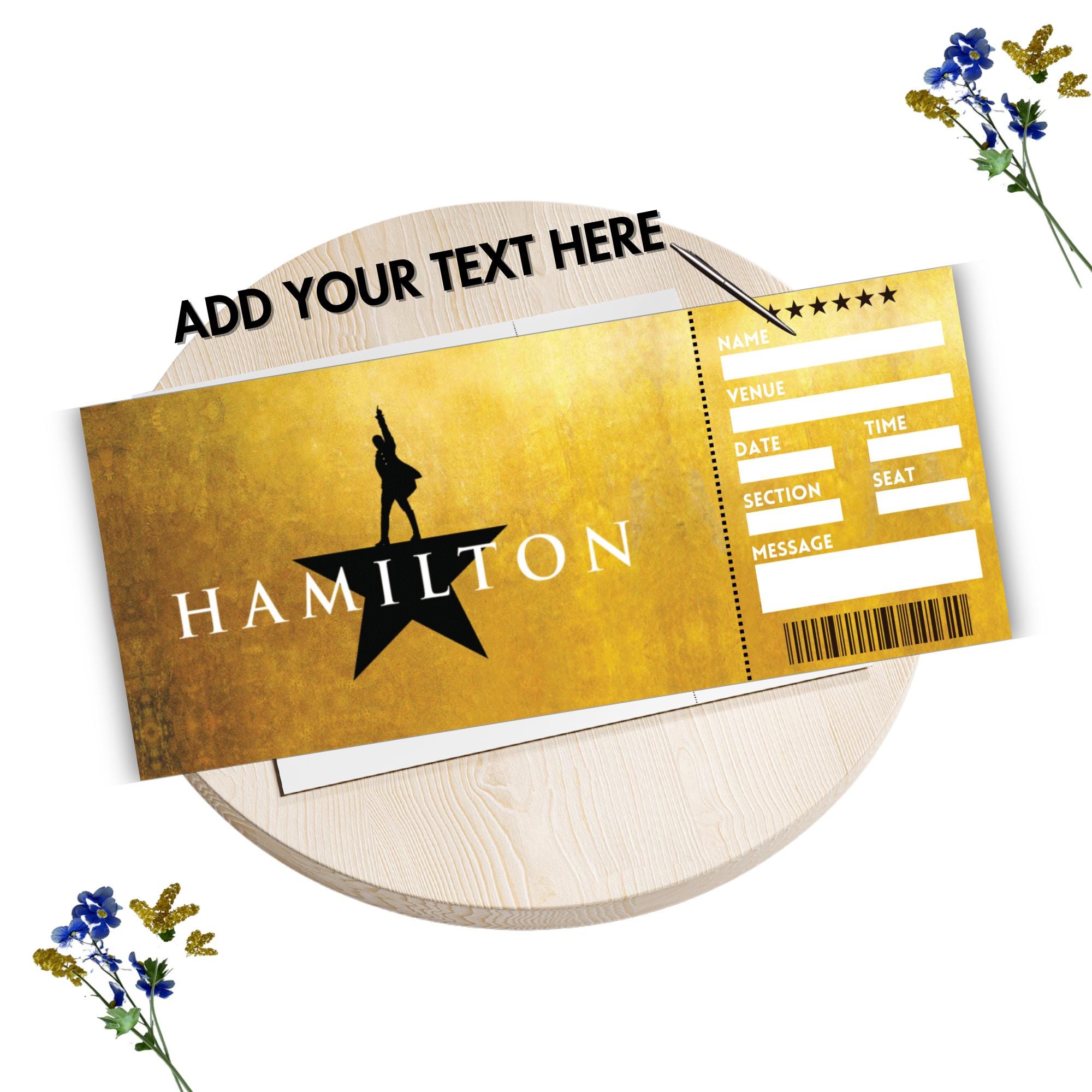 Editable Hamilton Broadway Surprise Ticket Template, Birthday Gift ...