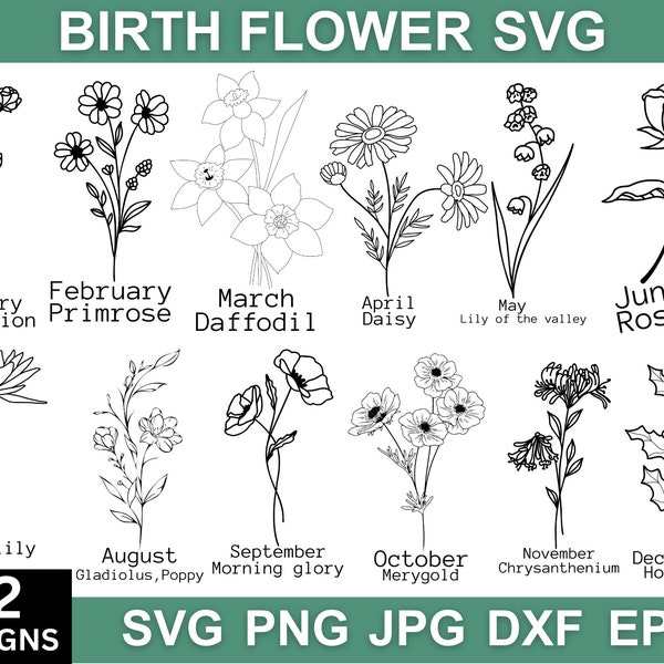 Birth Flower Svg - Etsy