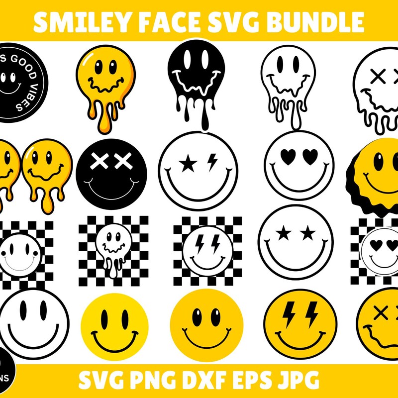 Smiley Face Svg - Etsy