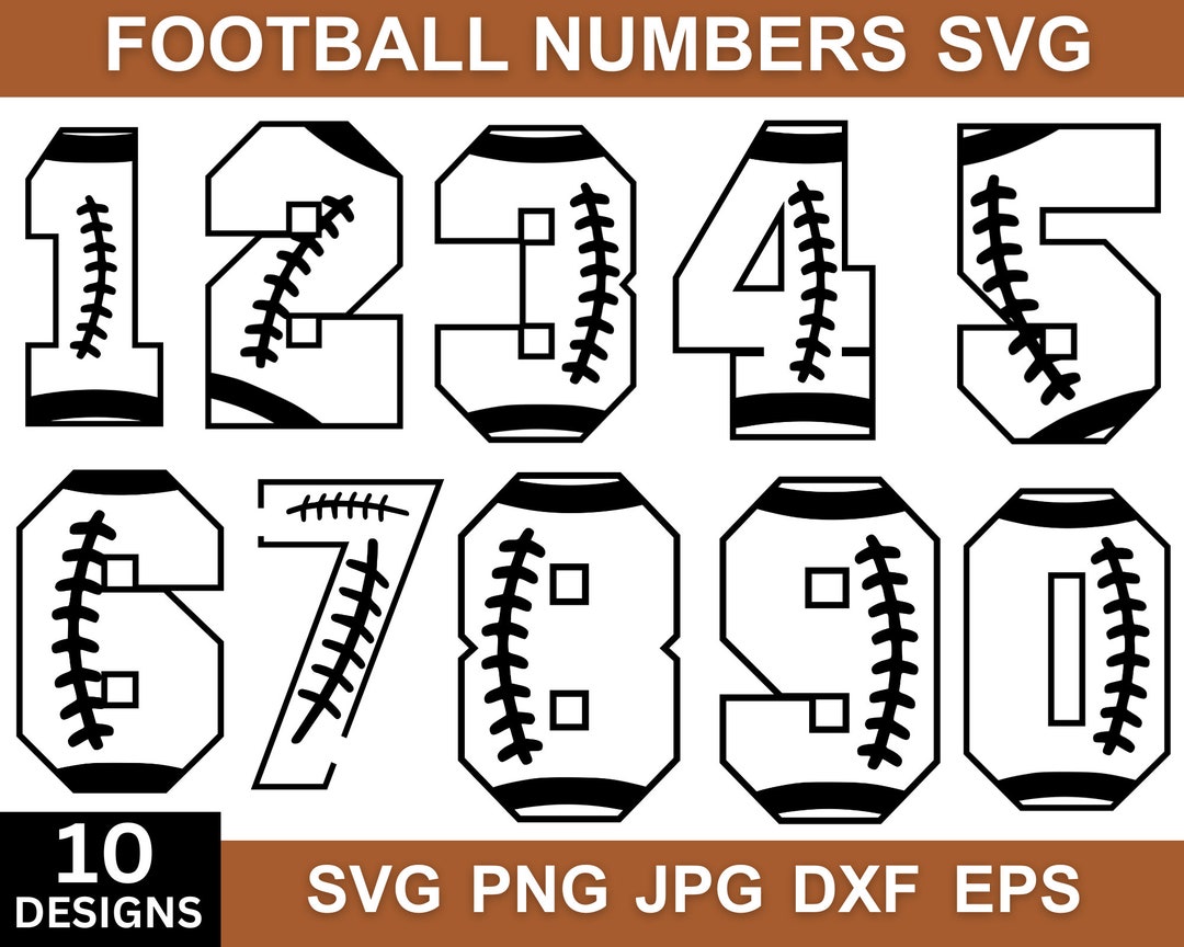 Football Numbers Svg, Football Svg, Numbers Svg Bundle, Football ...