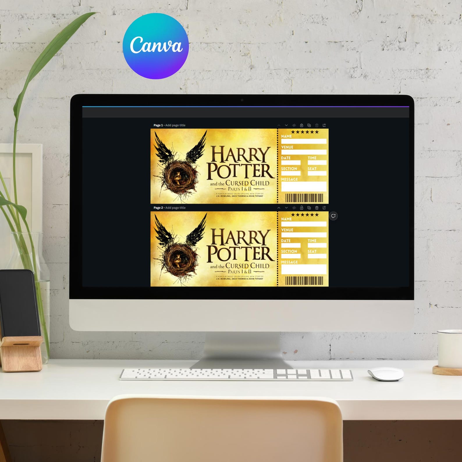 Editable Cursed Child Surprise Ticket Template, Event Gift Ticket ...