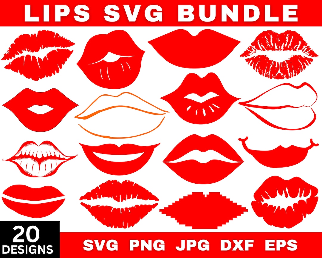 Lips Svg Png Bundle, Red Lips Svg, Kiss Svg Files,red Lips Clipart, Red ...