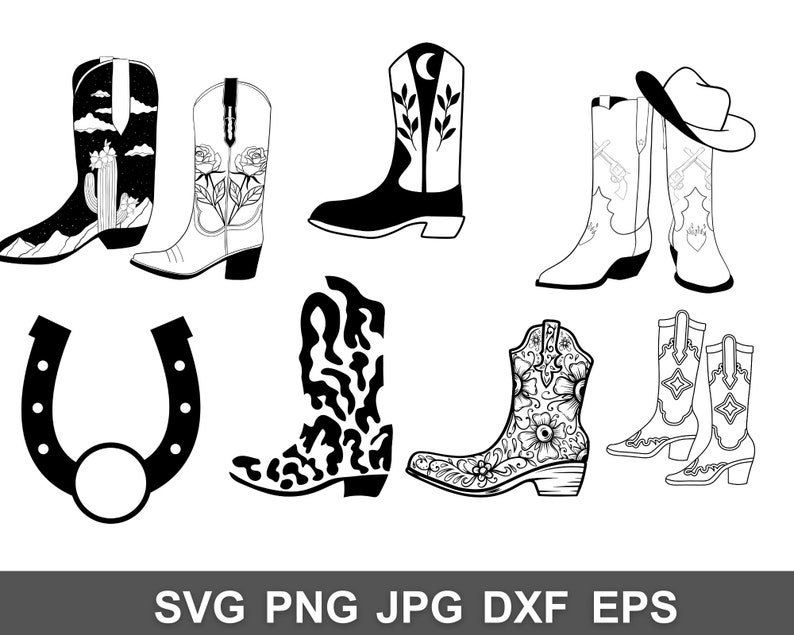 Cowboy Boot Svg Bundle, Cowboy Boot Png, Cowboy Hat Svg, Cowgirl Svg ...