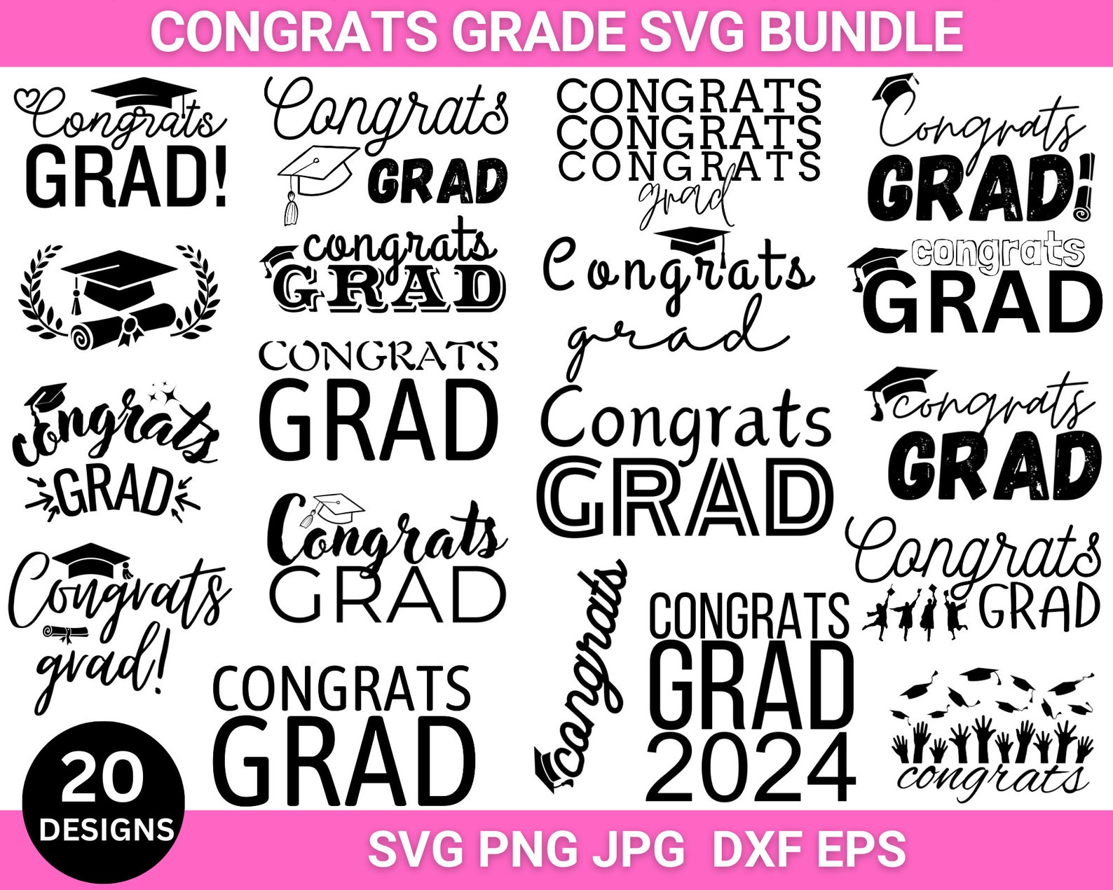 20 Congrats Grad Svg Designs, Graduation Svg, Graduate Png, Congrats ...