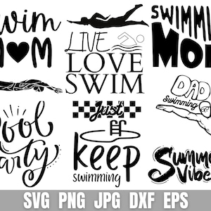 20 Swimming Svg Files, Svg Bundle, Swimming Dxf, Swimming Png, Digital ...