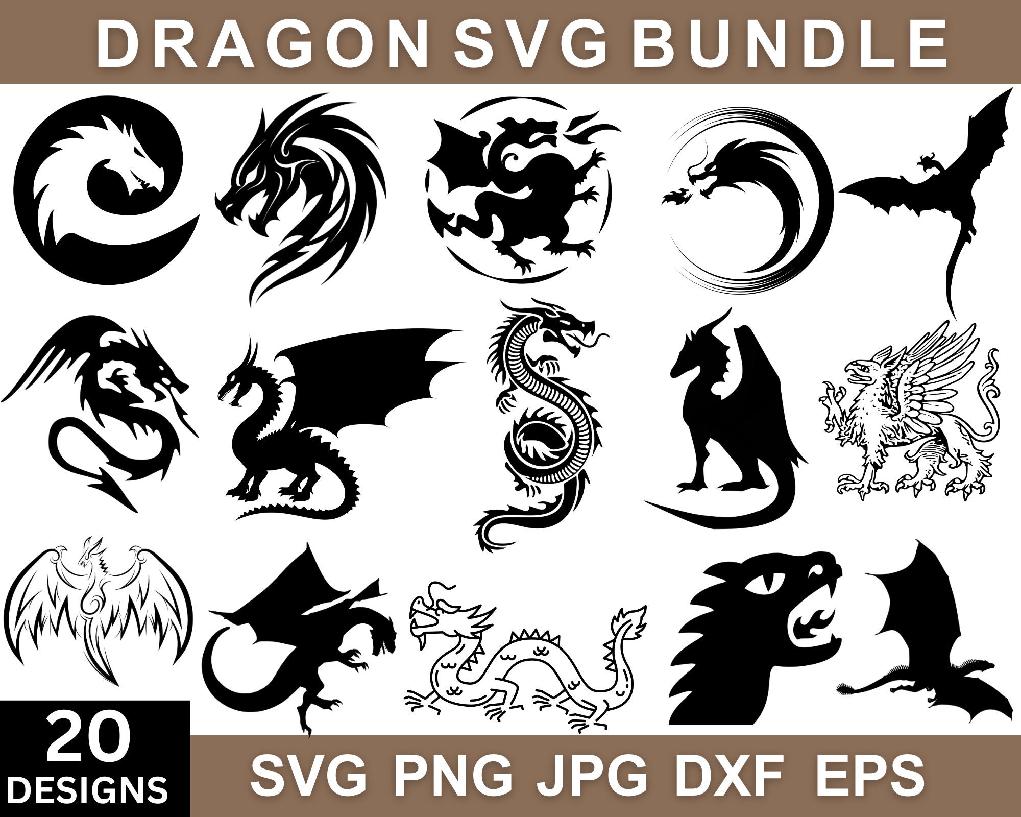 Dragon Svg Bundle, Dragon Svg Png, Dragon Clipart, Dragon Vector Files ...