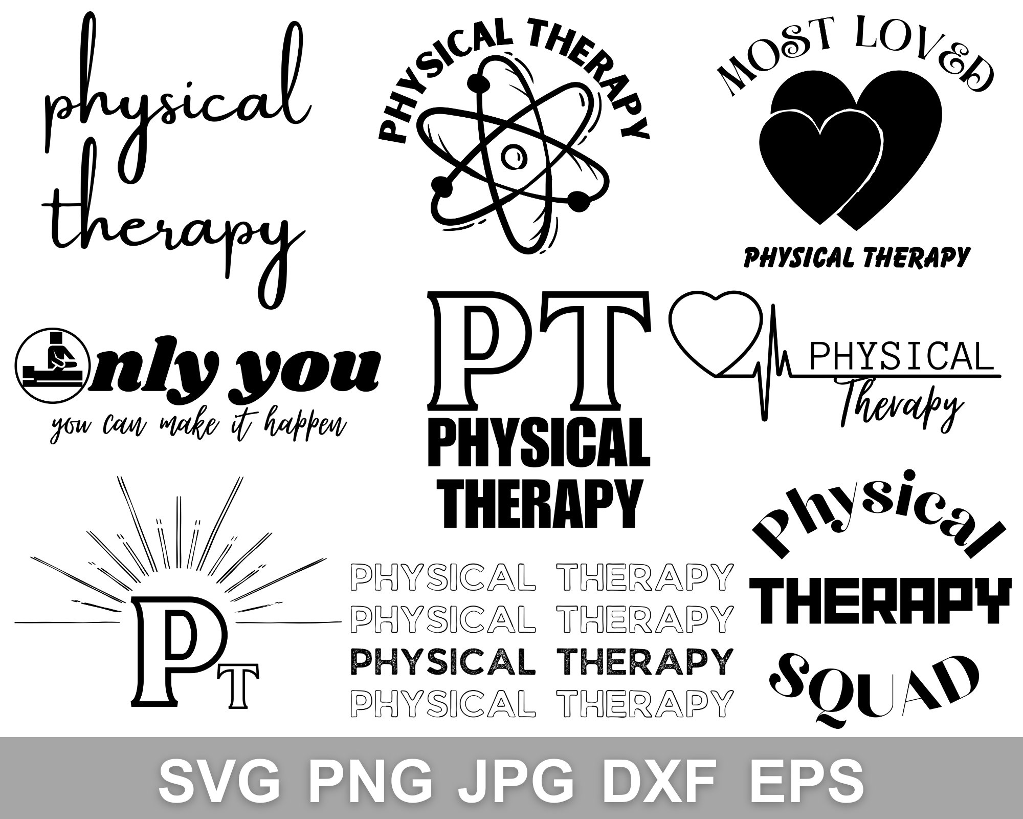 Physical Therapy Svg Bundle, Physical Therapy Png, Physical Therapist ...