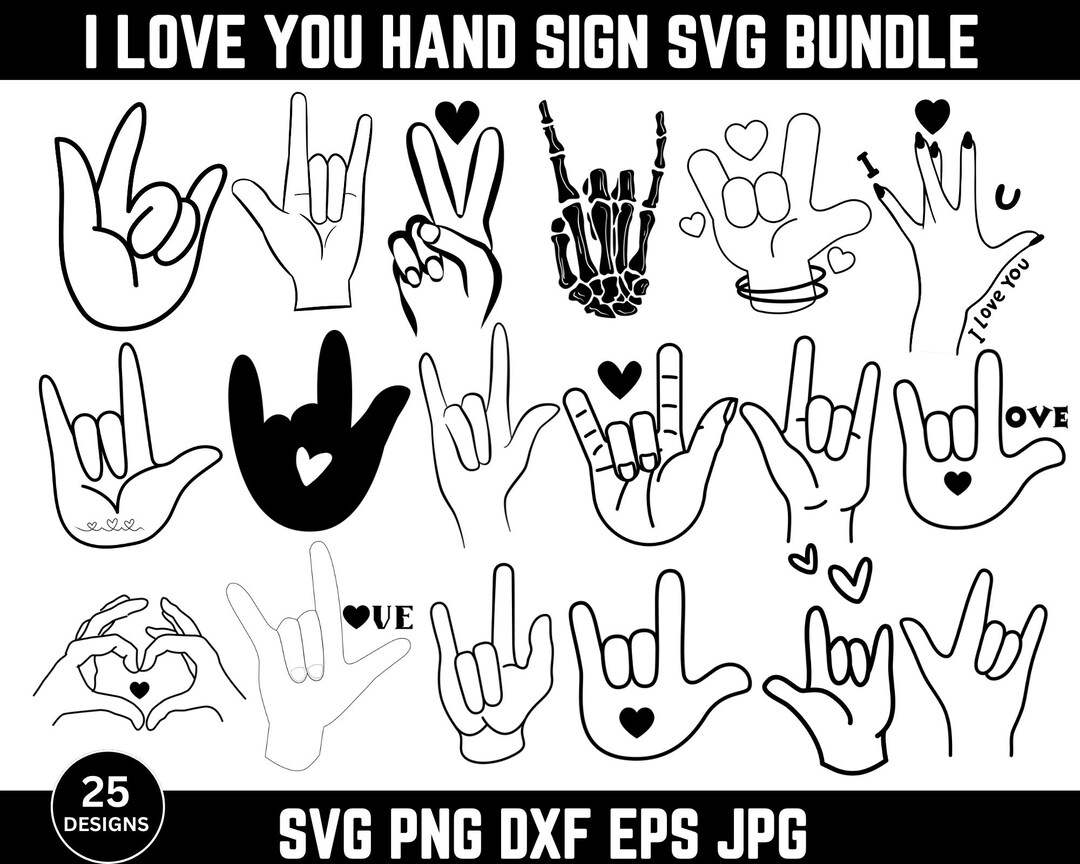 I Love You Hand Sign Svg Bundle, Sign Language Svg, I Love You Hand ...