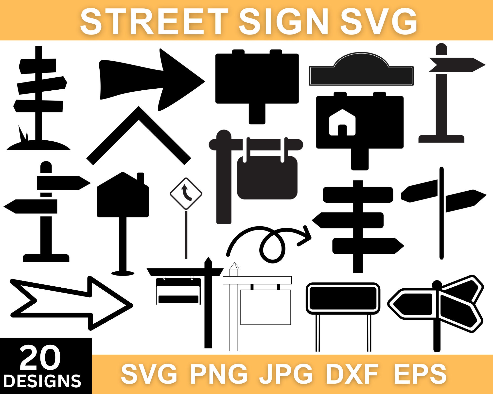 Street Sign Svg Bundle, Street Sign Png, Street Sign Clipart, Street ...