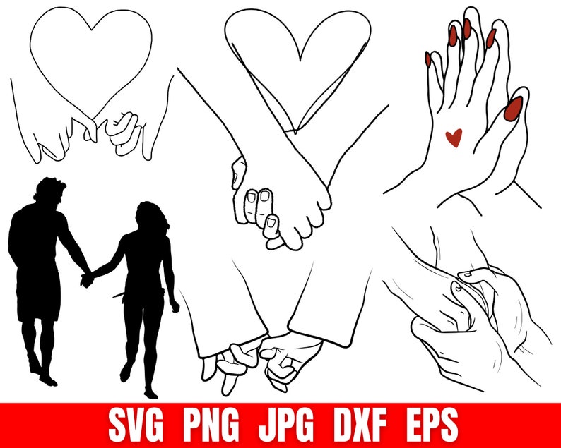 Holding Hands Svg Bundle, Love Svg, Valentines Day Svg, Commercial Use ...