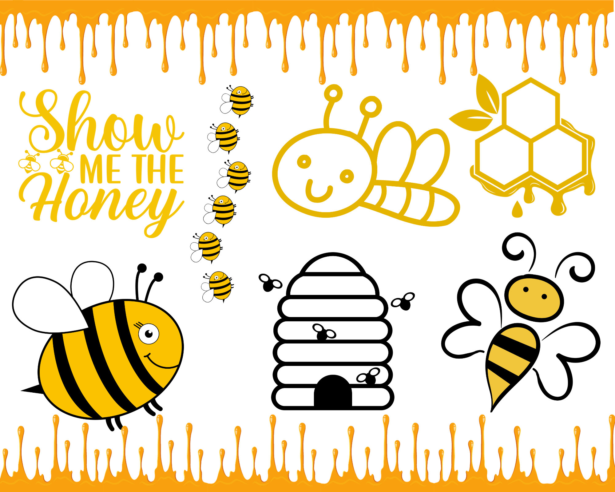 Bee Svg Bundle, Bee Png Bundle, Bee Cut Files, Honeycomb Svg, Bee ...