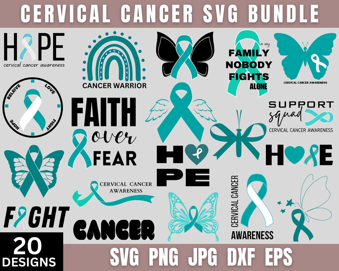 Cervical Cancer Svg Bundle, Cancer Awareness Svg, Cancer Ribbon Svg ...