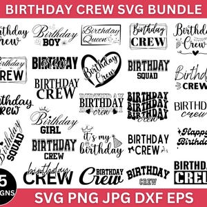 Birthday Crew Svg Bundle, Birthday Svg, Birthday Vector, Birthday ...