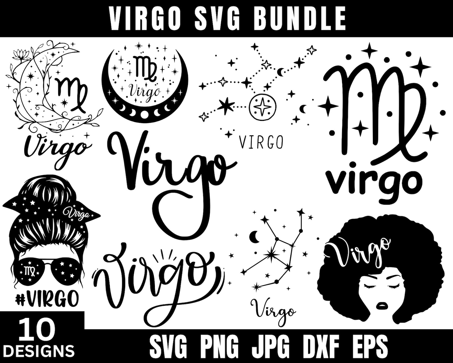 10 Virgo Svg Bundle, Virgo Png Files, Virgo Clipart, Astrology Svg ...