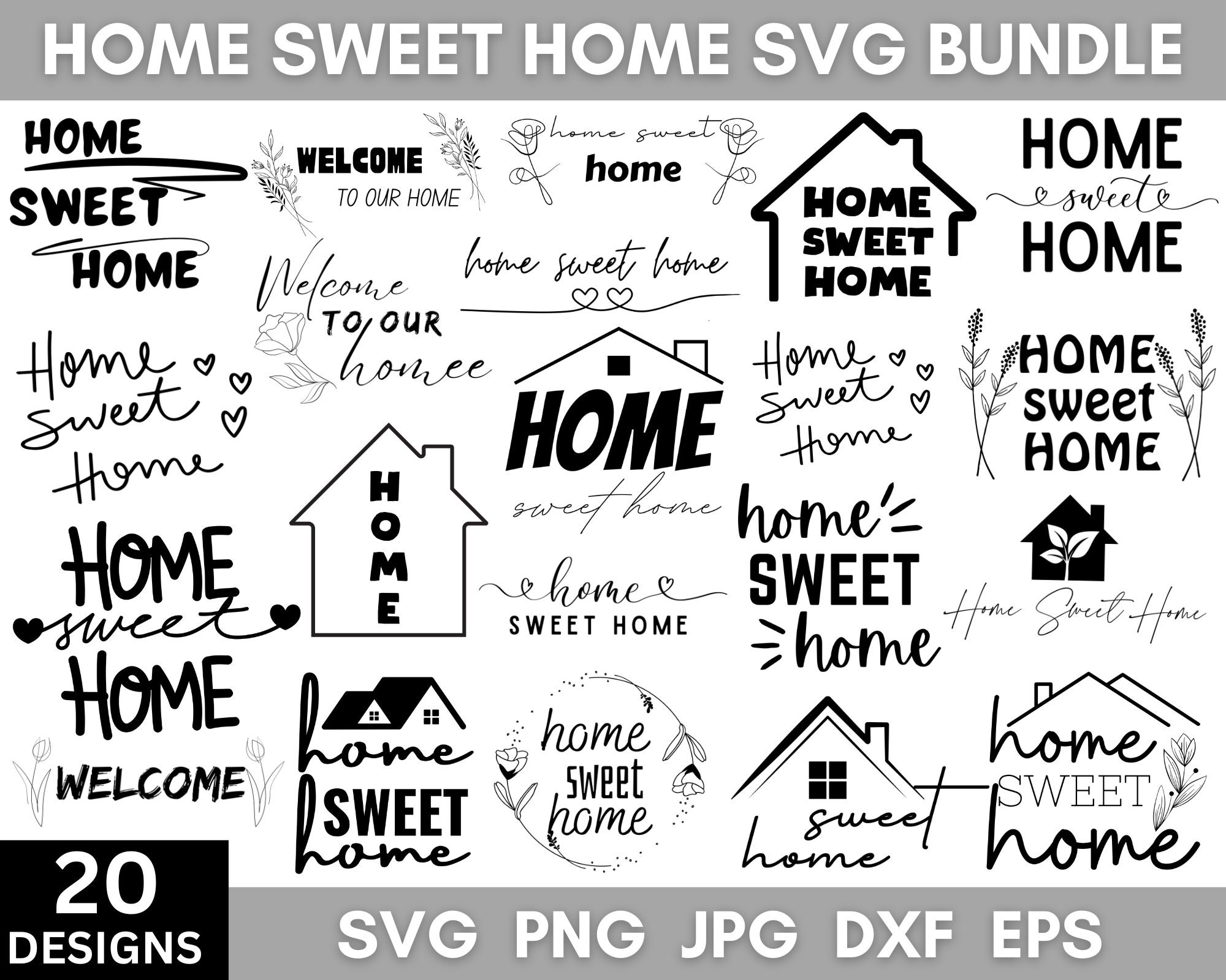 Home Sweet Home Svg Bundle, Sweet Home Clipart, House Svg, Home Quote ...