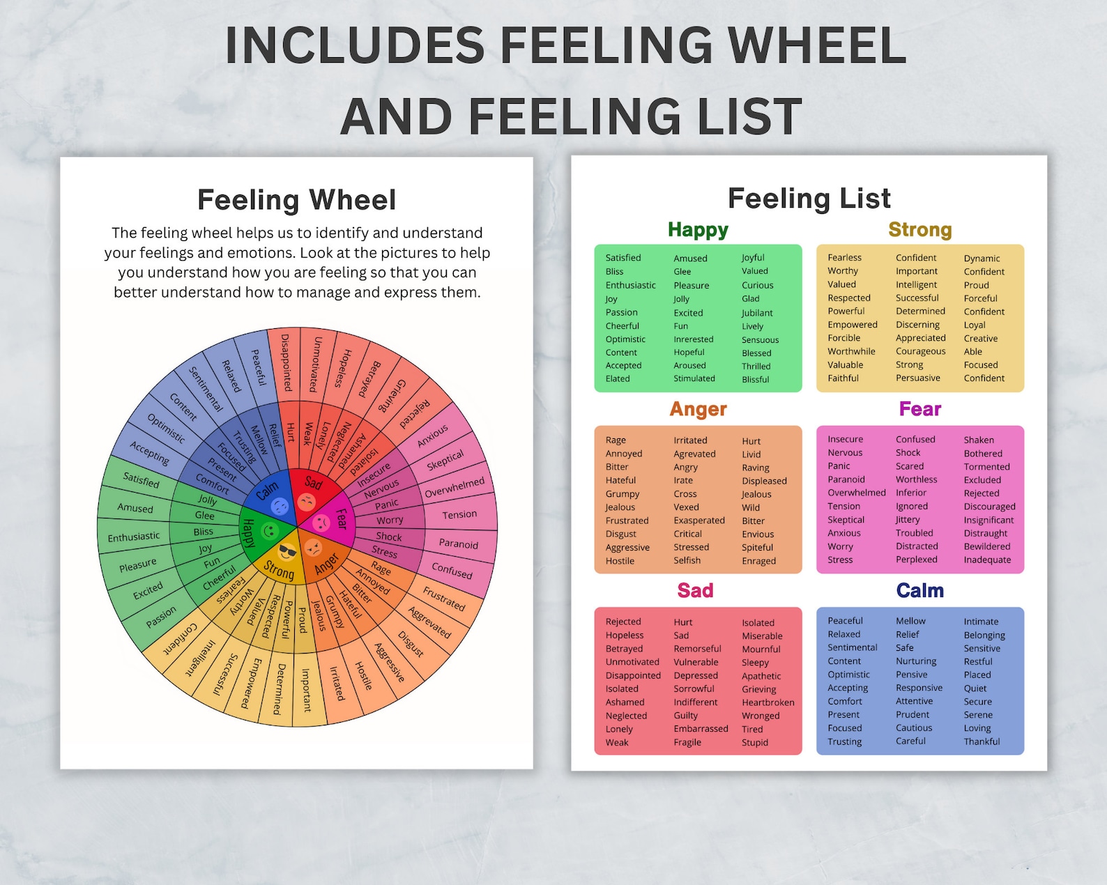 Feelings Wheel, Emotions Wheel, Wheel of Emotions, Feelings Chart ...