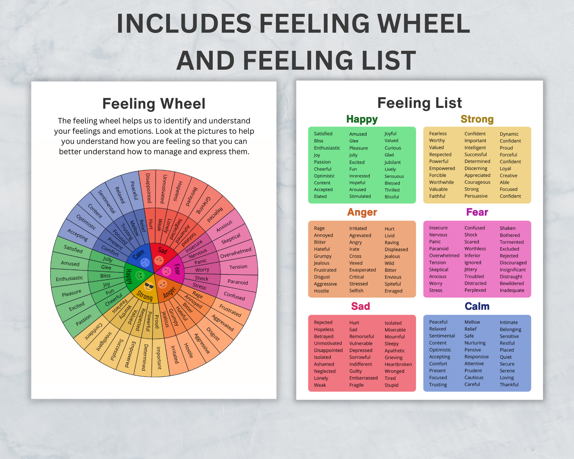 Feelings Wheel, Emotions Wheel, Wheel of Emotions, Feelings Chart ...
