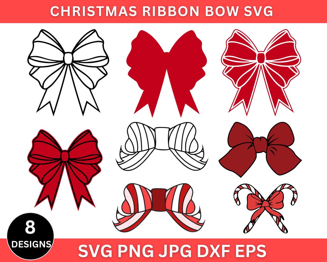 Christmas Bow Svg, Bow Svg, Christmas Bow Png, Red Christmas Bow, Cheer ...