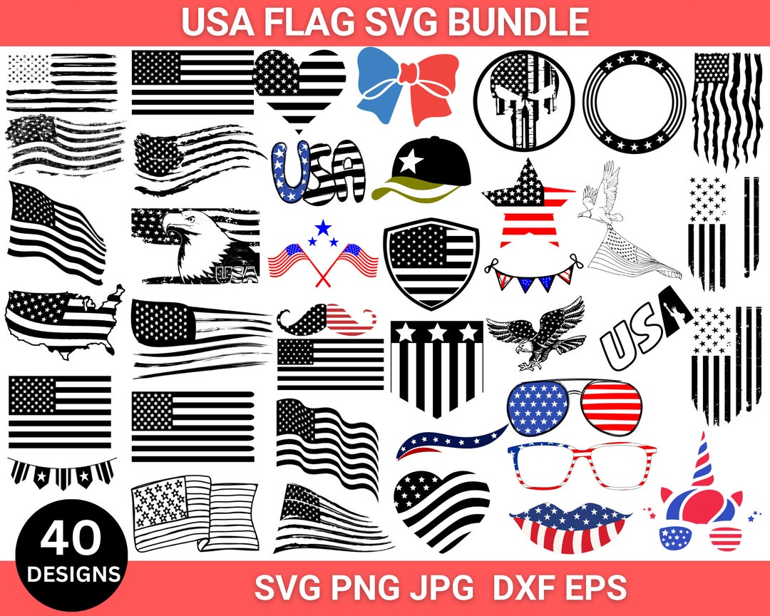 American Flag Svg Bundle, 4th of July Svg, Distressed Flag Svg, Fourth ...