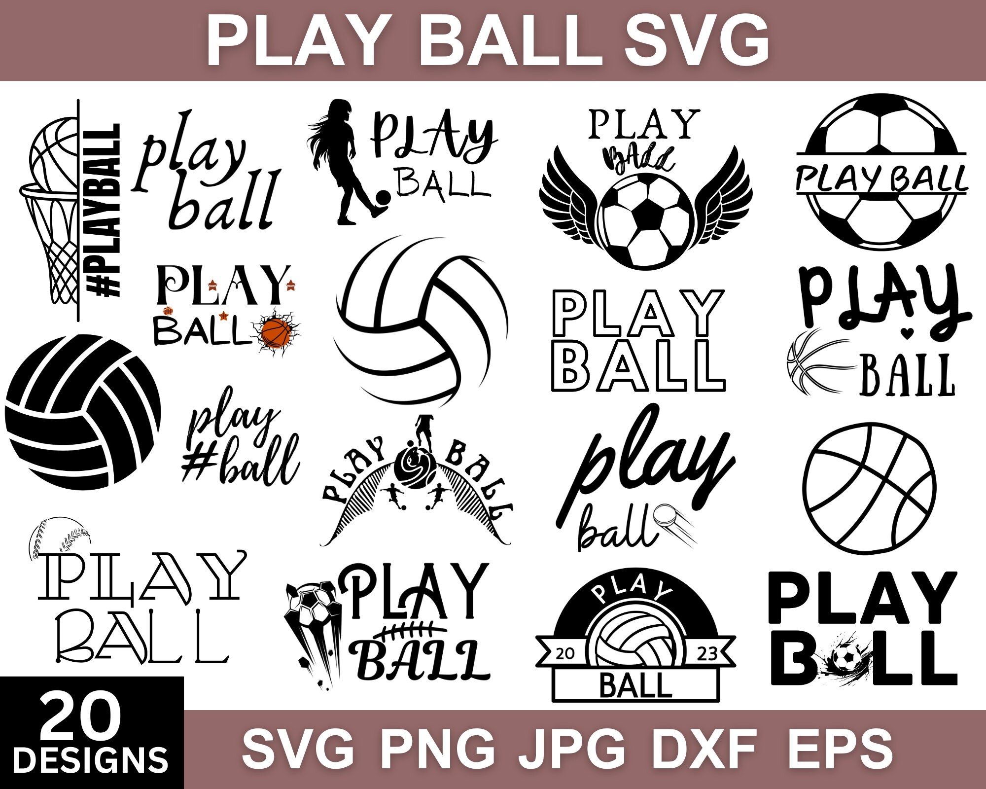 Play Ball Svg Bundle, Sports Lover Svg, Game Day Svg, Play Ball Png ...
