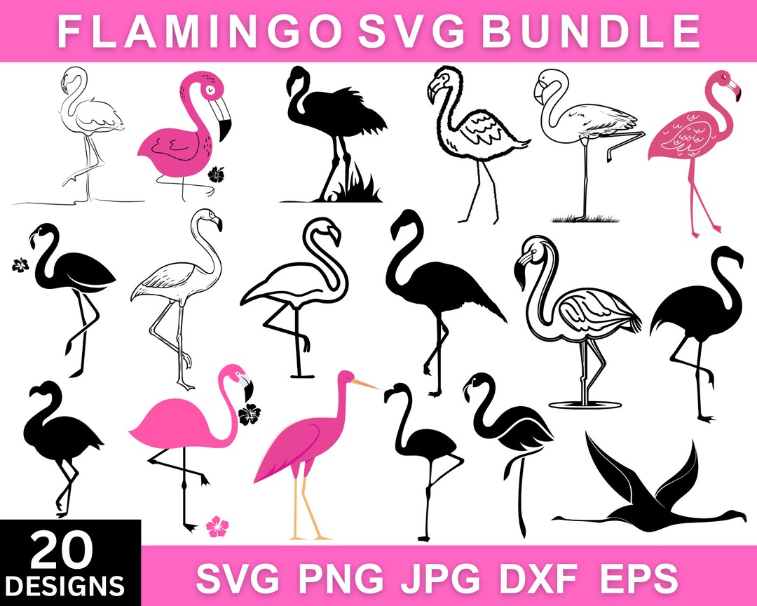Flamingo Svg Png Bundle, Flamingo Png Bundle, Flamingo Clipart ...