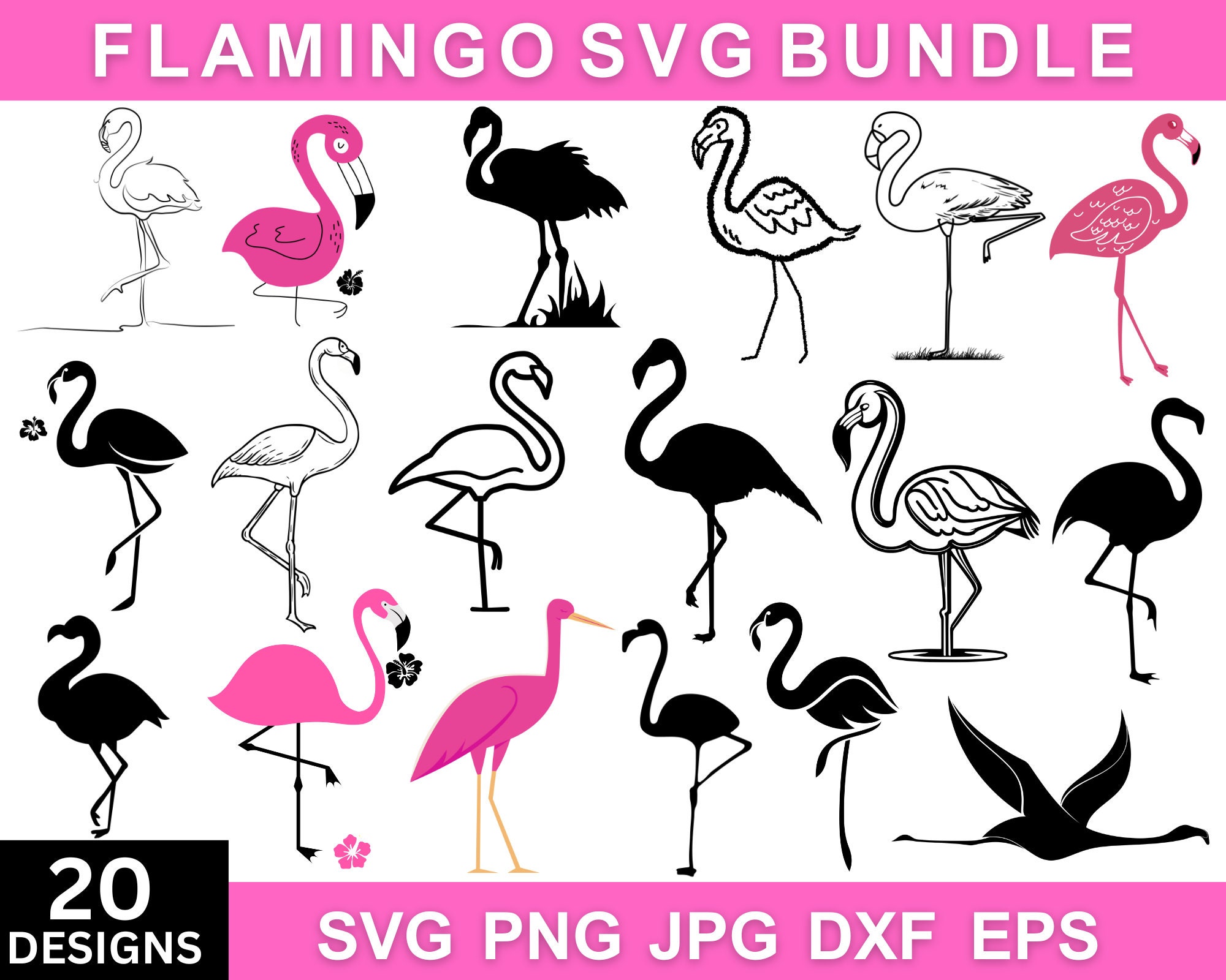 Flamingo Svg Png Bundle, Flamingo Png Bundle, Flamingo Clipart ...
