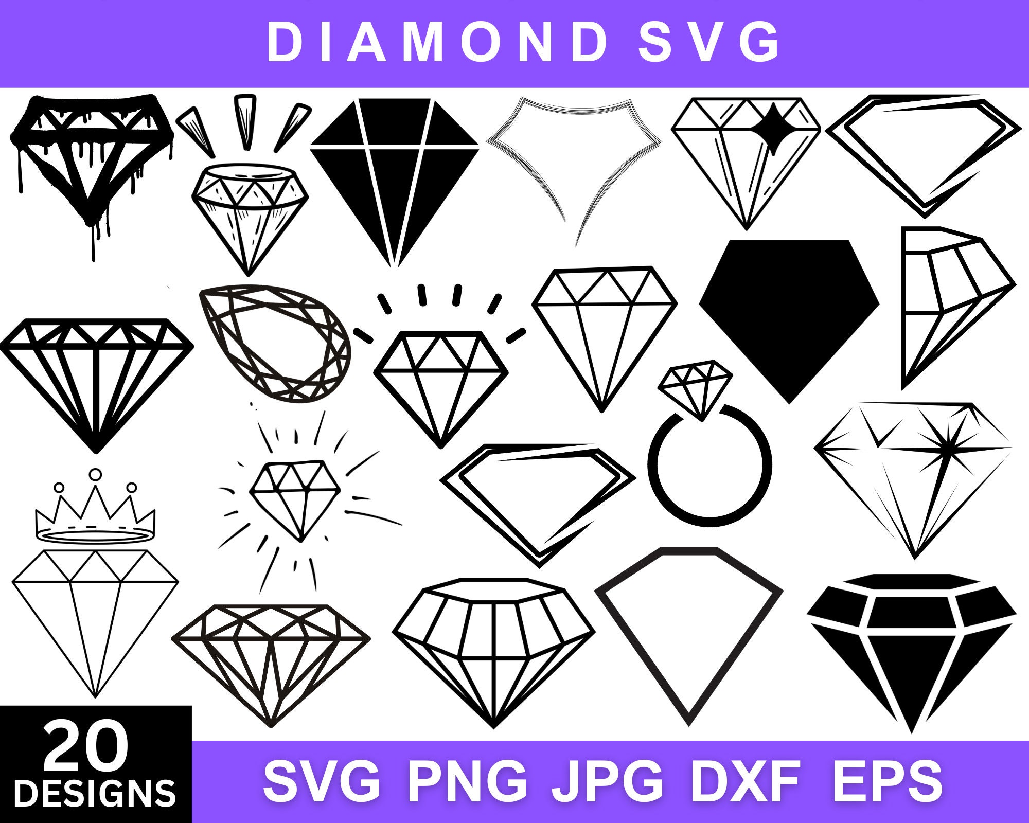Diamond Svg Bundle, Diamond Png, Diamond Dxf, Diamond Svg, Diamonds ...