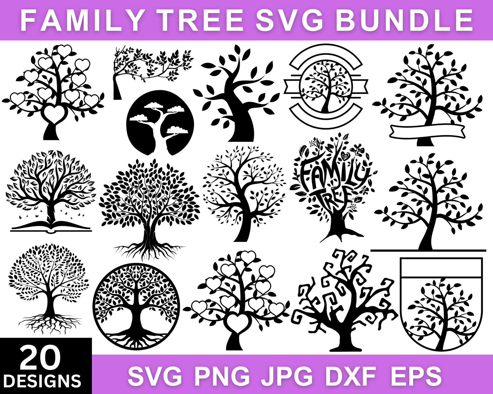 Family Tree Svg Bundle, Family Tree Png, Family Tree Clipart, Family ...
