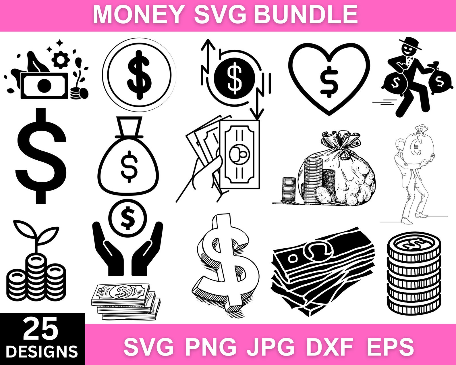 Money Svg, Money Clipart, Money Png, Money Vector, Money Dxf ...