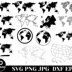 World Map Svg Png Bundle, World Map Svg, World Map Dxf, World Map ...