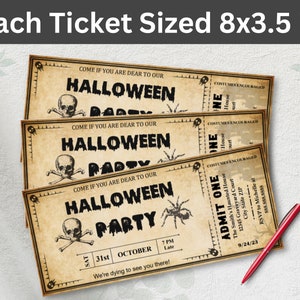 Halloween Ticket Invitation, Halloween Ticket, Customizable Party ...