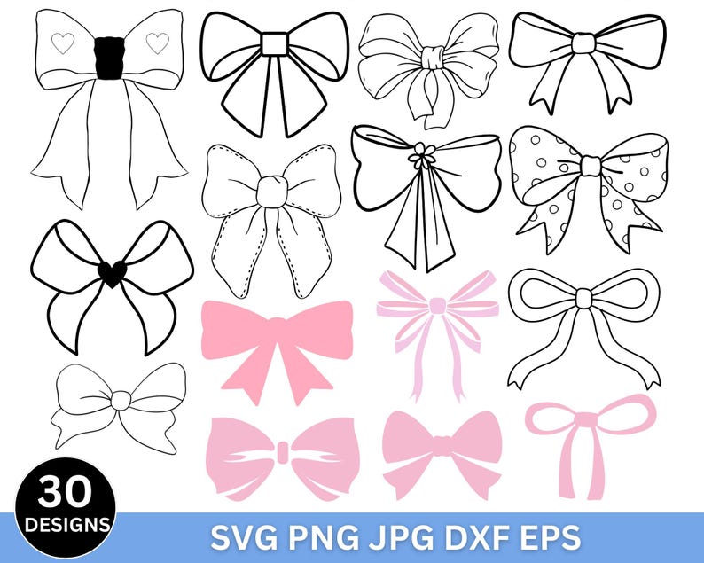 Ribbon Coquette Bow Svg Bundle, Ribbon Bow Svg, Ribbon Svg, Hair Bow ...
