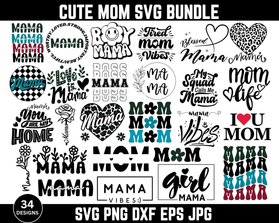 Cute Mom Svg Bundle, Mothers Day Svg, Mom Life Svg, Blessed Mama Svg ...