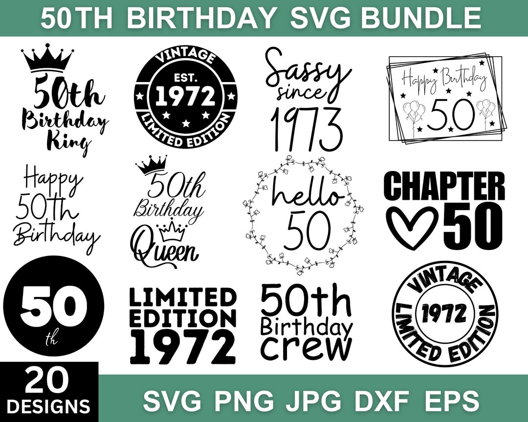 50th Birthday Svg, Fifty Svg, 50 Birthday Png, Birthday Svg, 50 ...