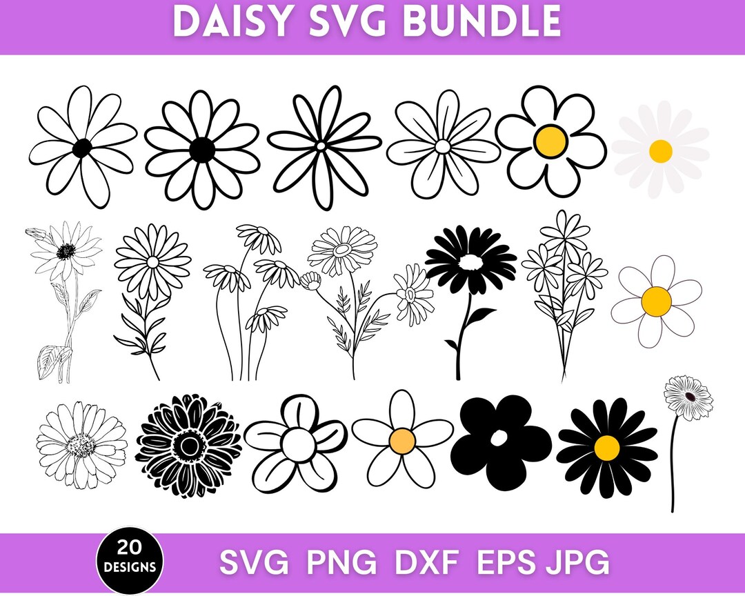 Daisy Flowers Svg Bundle, Flowers Svg, Daisy Png, Daisy Clipart ...