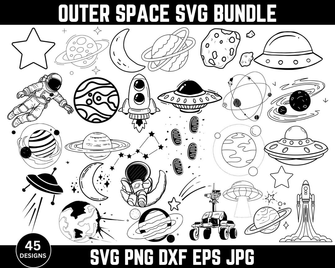 Outer Space Svg Bundle, Planet Svg, Astronaut Svg, Solar System Svg ...