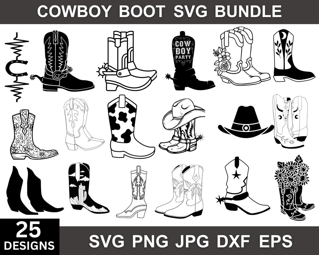 Cowboy Boot Svg Bundle, Cowboy Boot Png, Cowboy Hat Svg, Cowgirl Svg ...