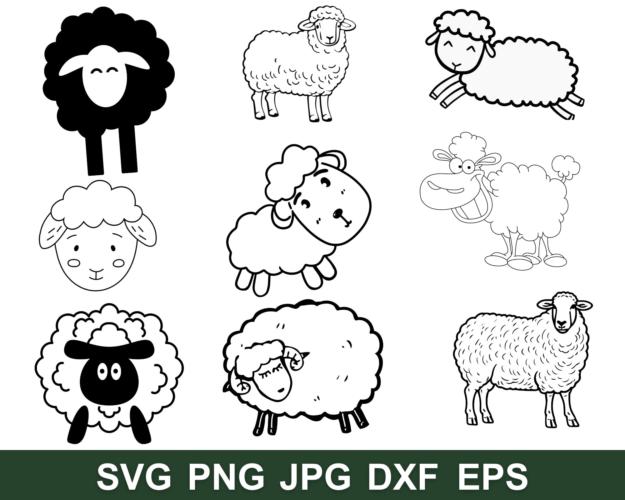 Sheep Svg Bundle, Sheep Svg. Png, Sheep Dxf, Sheep Clip Art, Sheep ...