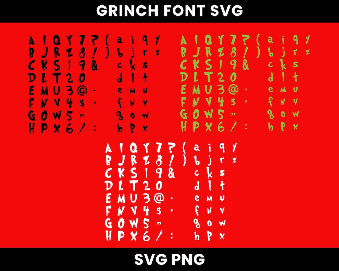 Green Font Bundle, Grinch Font Svg Png, Christmas Holiday Fonts, Png ...