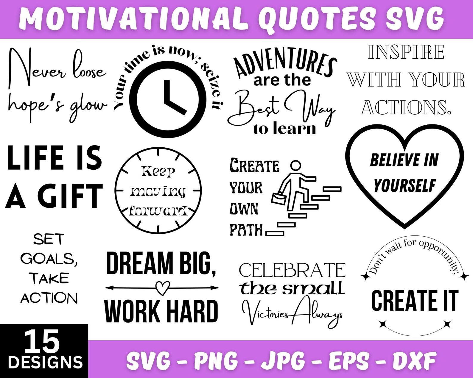 Motivational Quotes Svg Bundle, Self Love Svg, Inspirational Quote ...