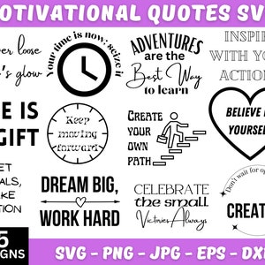 Motivational Quotes Svg Bundle, Self Love Svg, Inspirational Quote ...