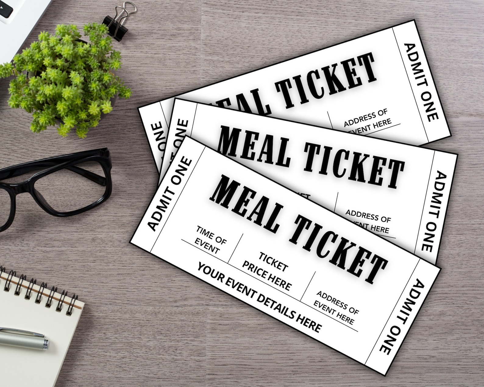 Editable Food Event Ticket, Food Ticket Template, Ticket PDF, Meal ...