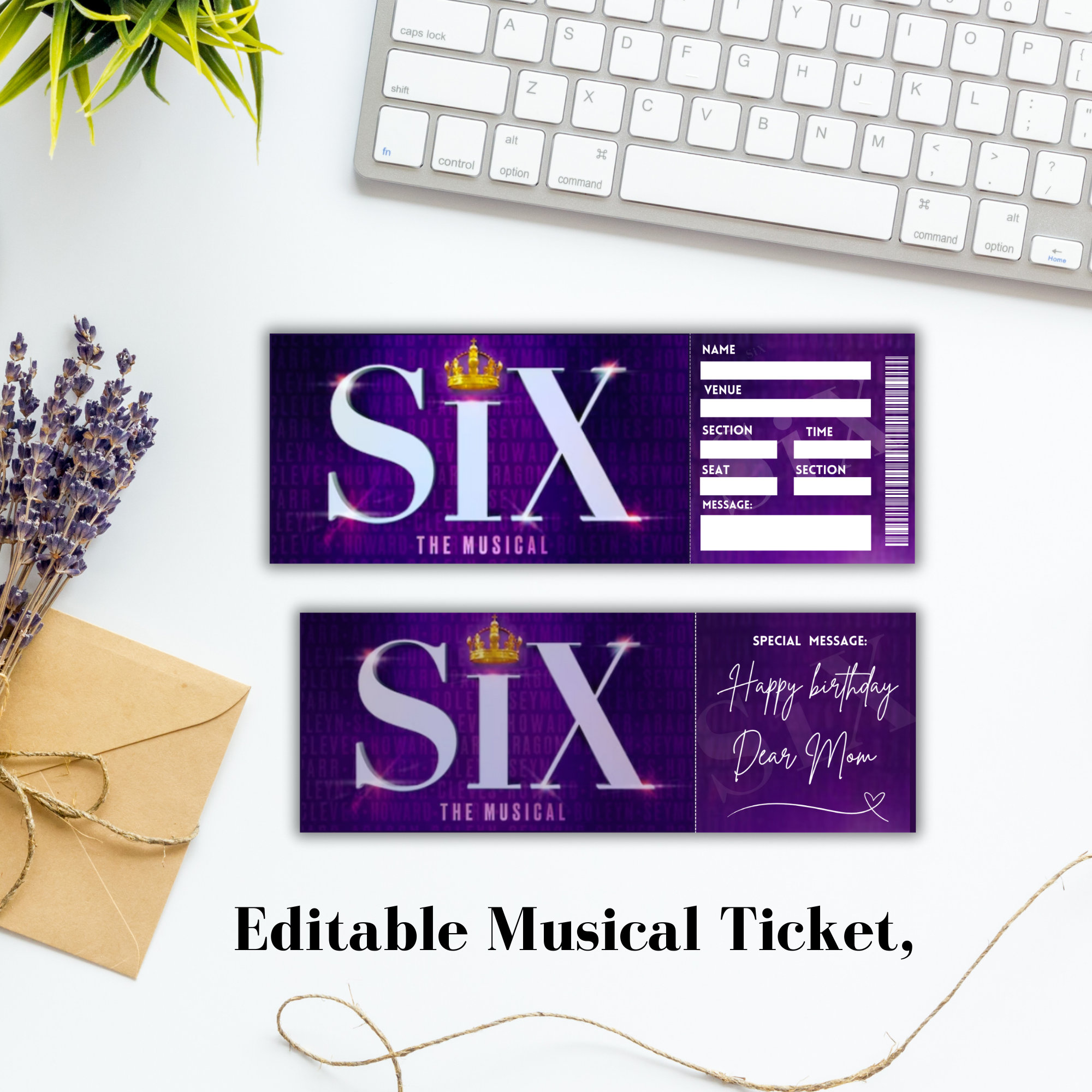 Digital Six Broadway Surprise Ticket, Theatre Ticket, Six Musical ...