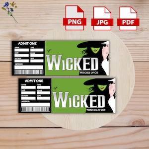Printable Wicked Broadway Surprise Ticket, Musical Theatre Faux Event ...